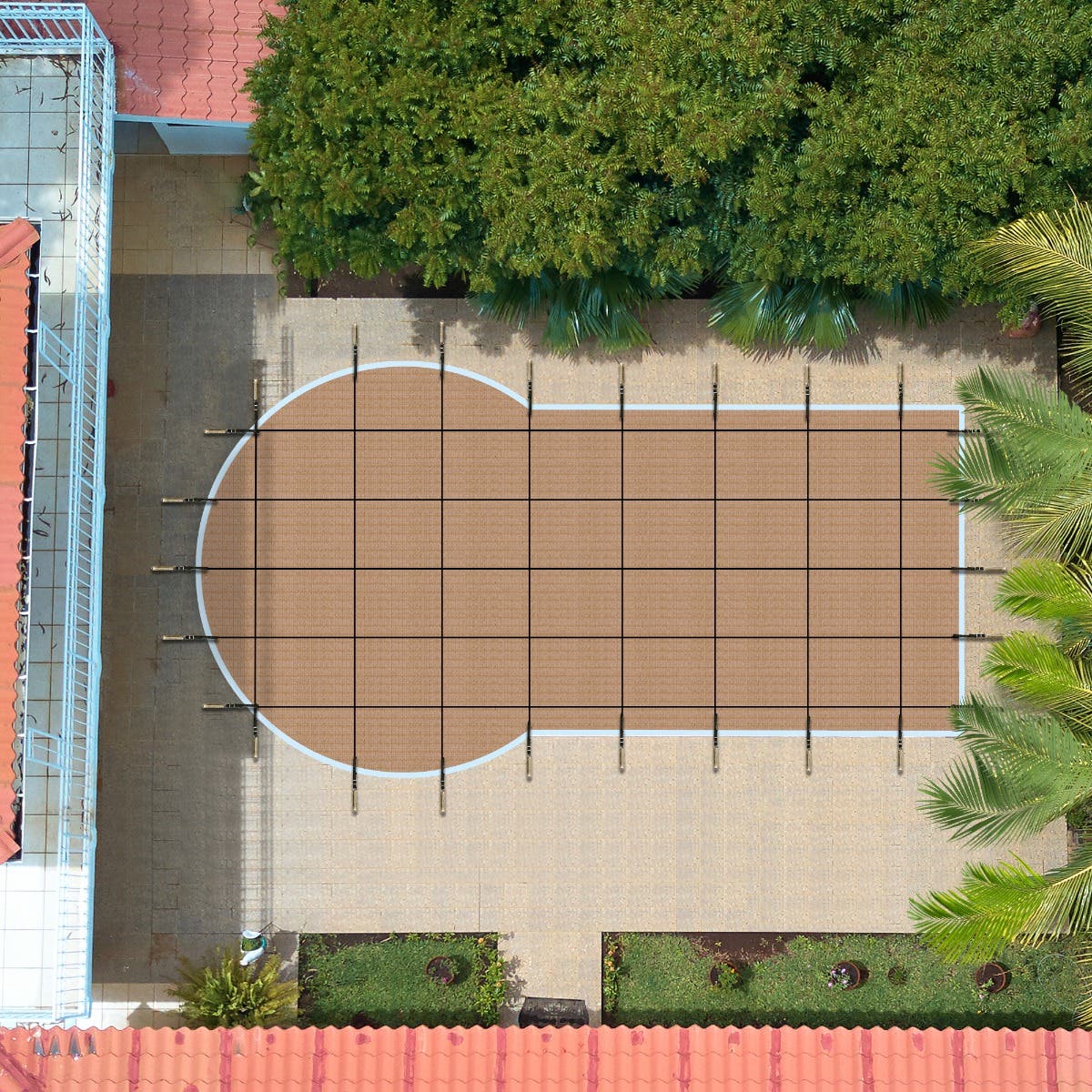 Custom fit Keyhole Pool Cover – No Steps | Covers & All Canada