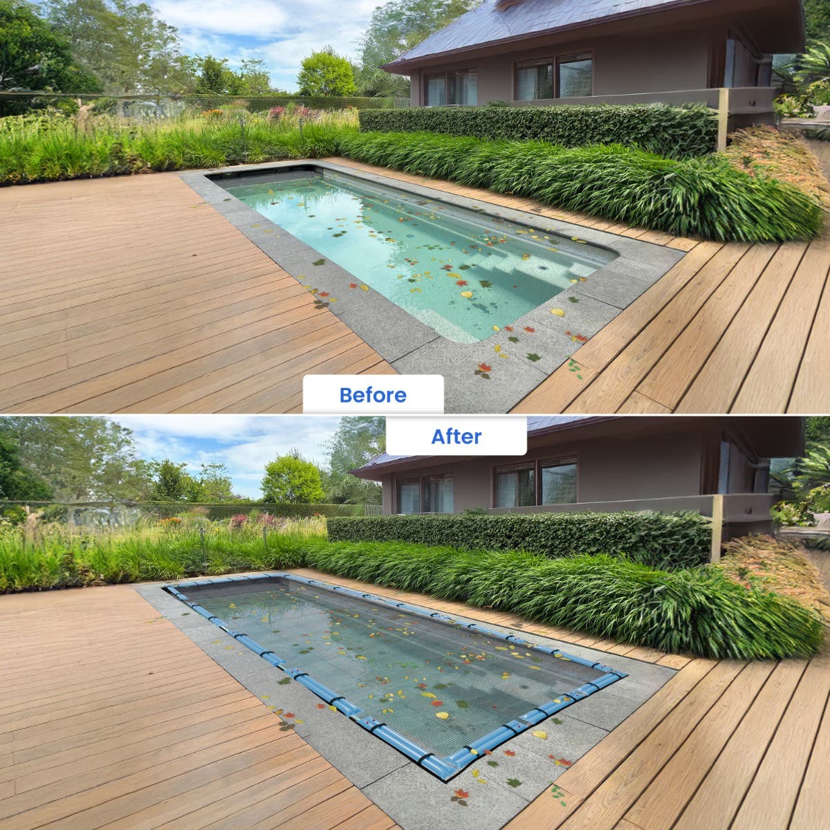 Rectangle Leaf Net Pool Covers for Inground Pools | Covers & All Canada