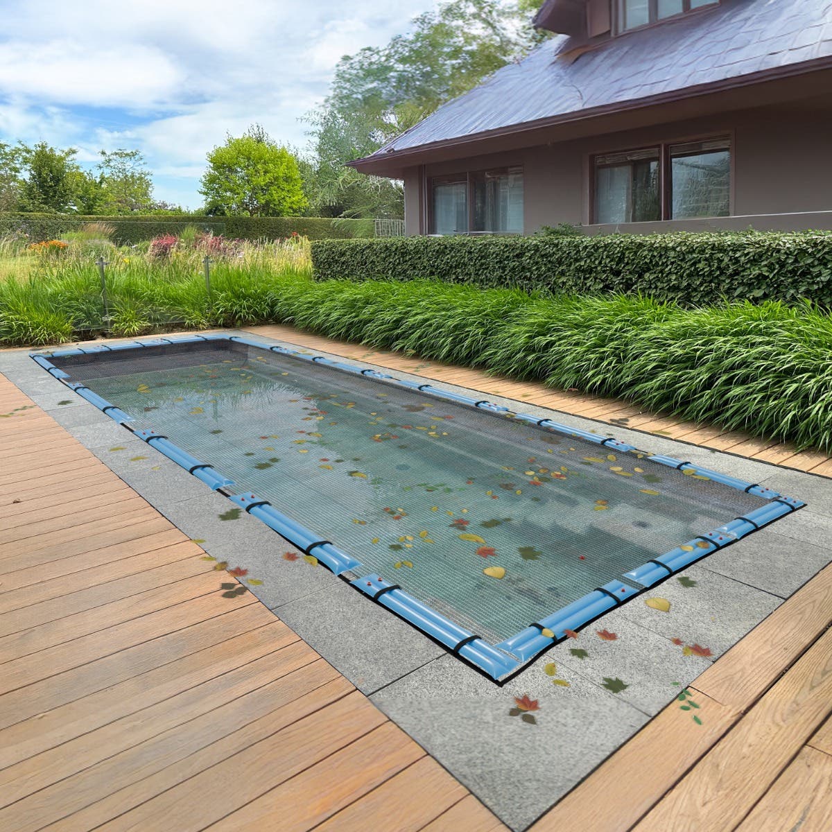 Rectangle Leaf Net Pool Covers for Inground Pools | Covers & All Canada